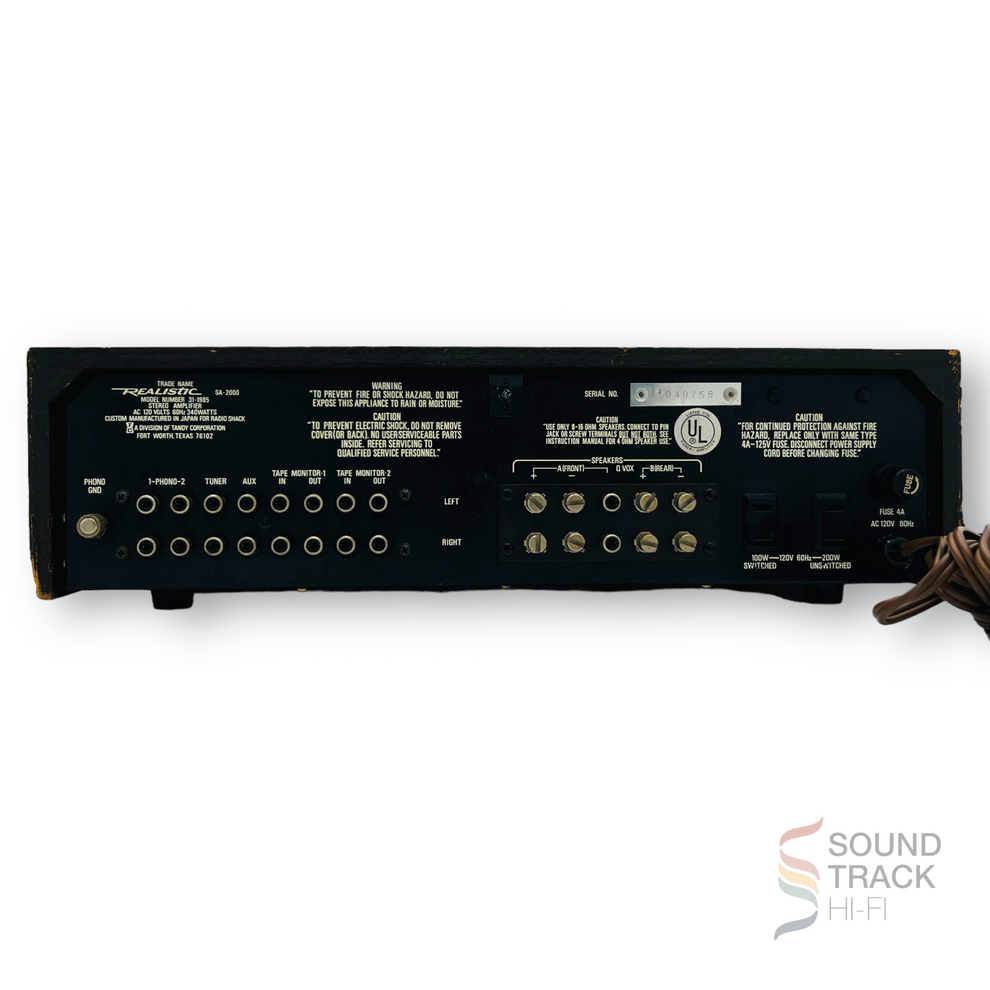 Realistic SA-2000 Integrated Stereo Amplifier – Soundtrack Hi-Fi